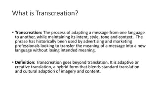 COPYWRITING - TRANSCREATIVITY | PPTX | Business | Business and Finance