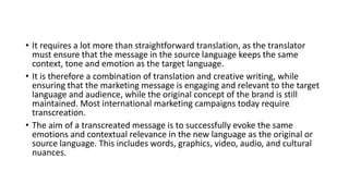 COPYWRITING - TRANSCREATIVITY | PPTX | Business | Business and Finance