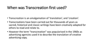 COPYWRITING - TRANSCREATIVITY | PPTX | Business | Business and Finance