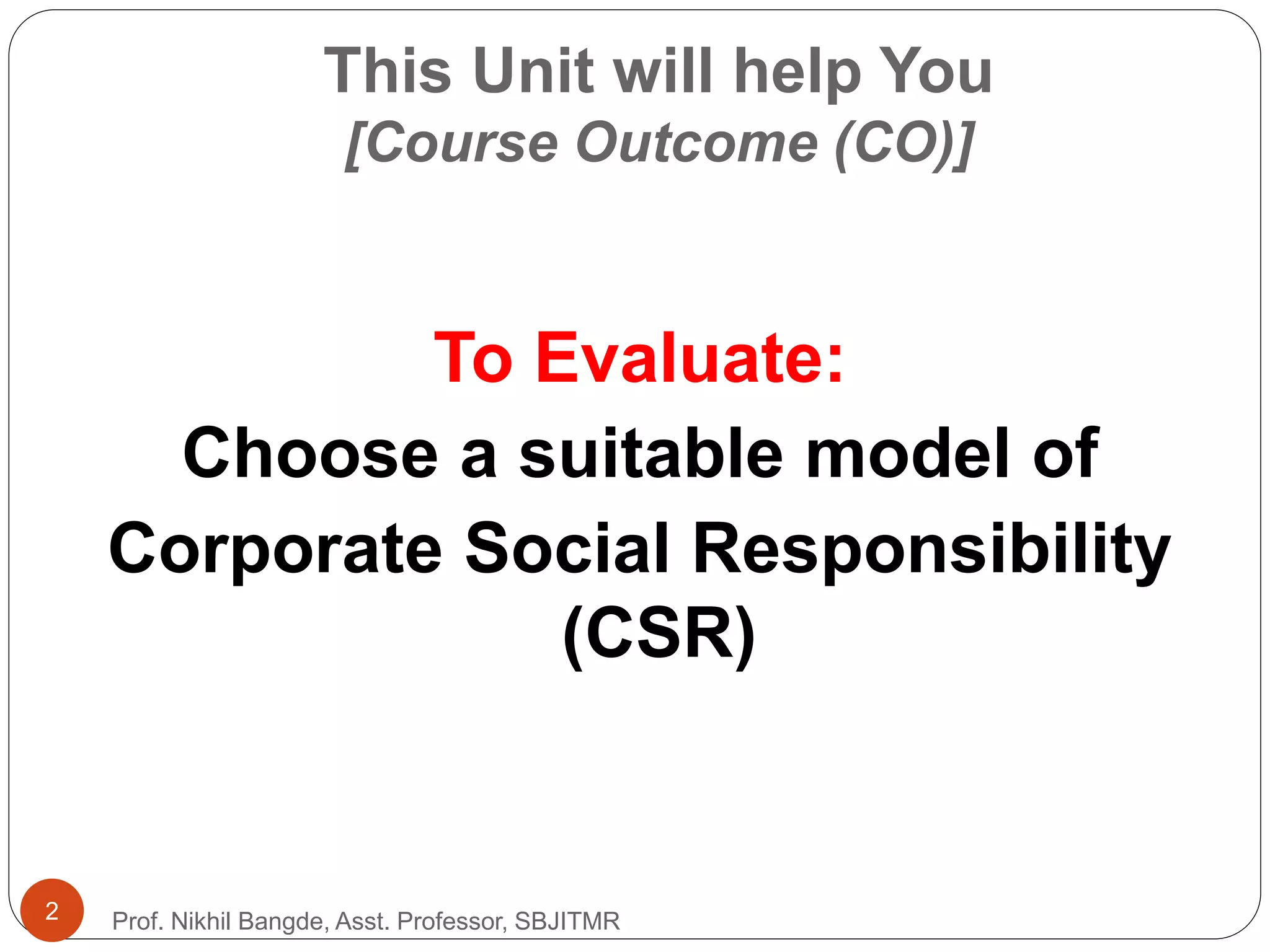 Module IV Corporate Social Responsibility | PPTX