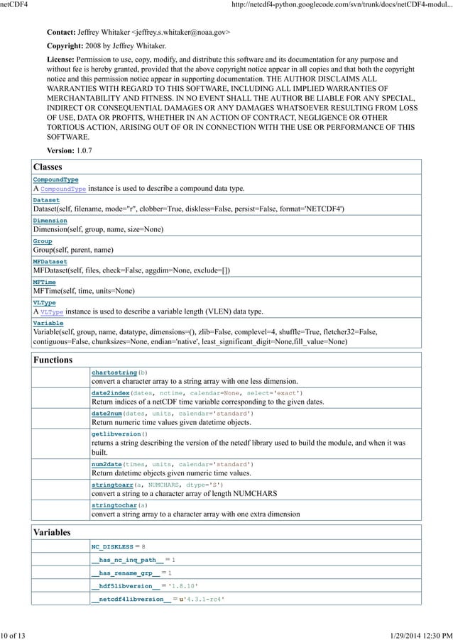 Module net cdf4 | PDF | Programming Languages | Computing