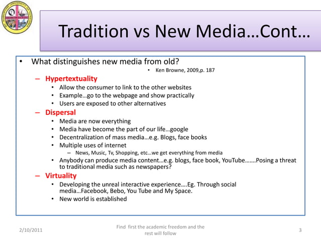 New Media and Traditional Media | PPTX | Social Networking | Internet