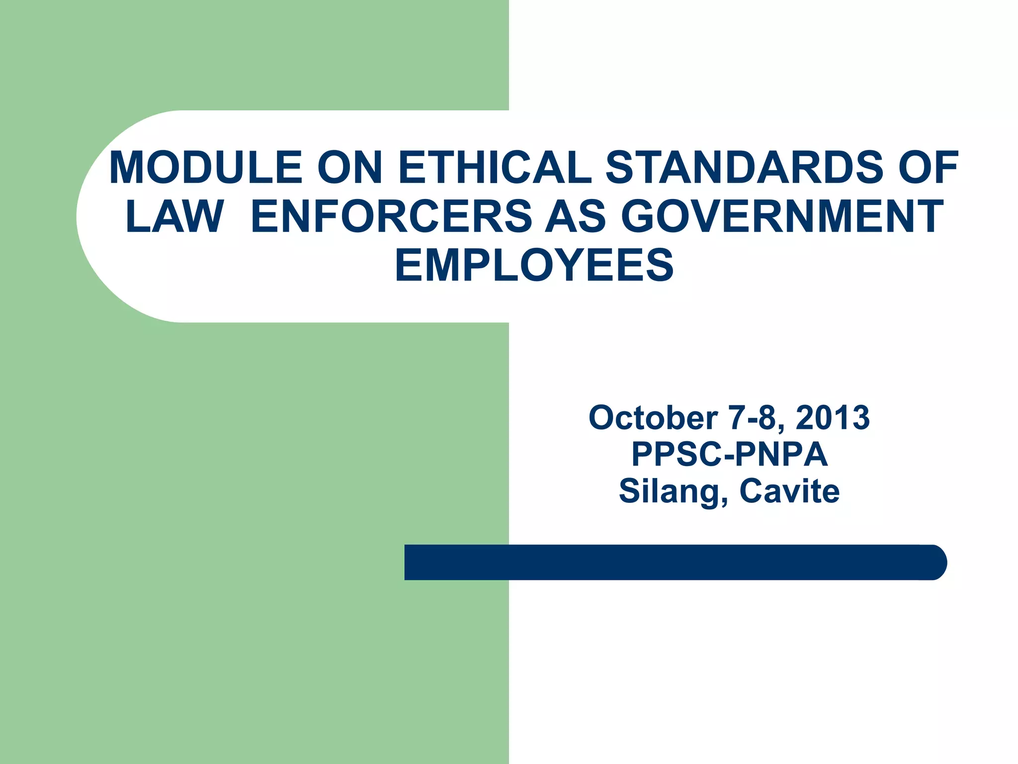 Module on ethical standards in the workplace | PPT