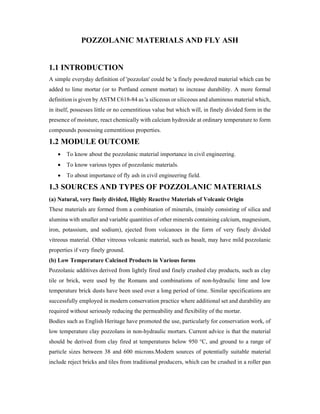 Module on pozzolanic materials and fly ash | PDF | Science