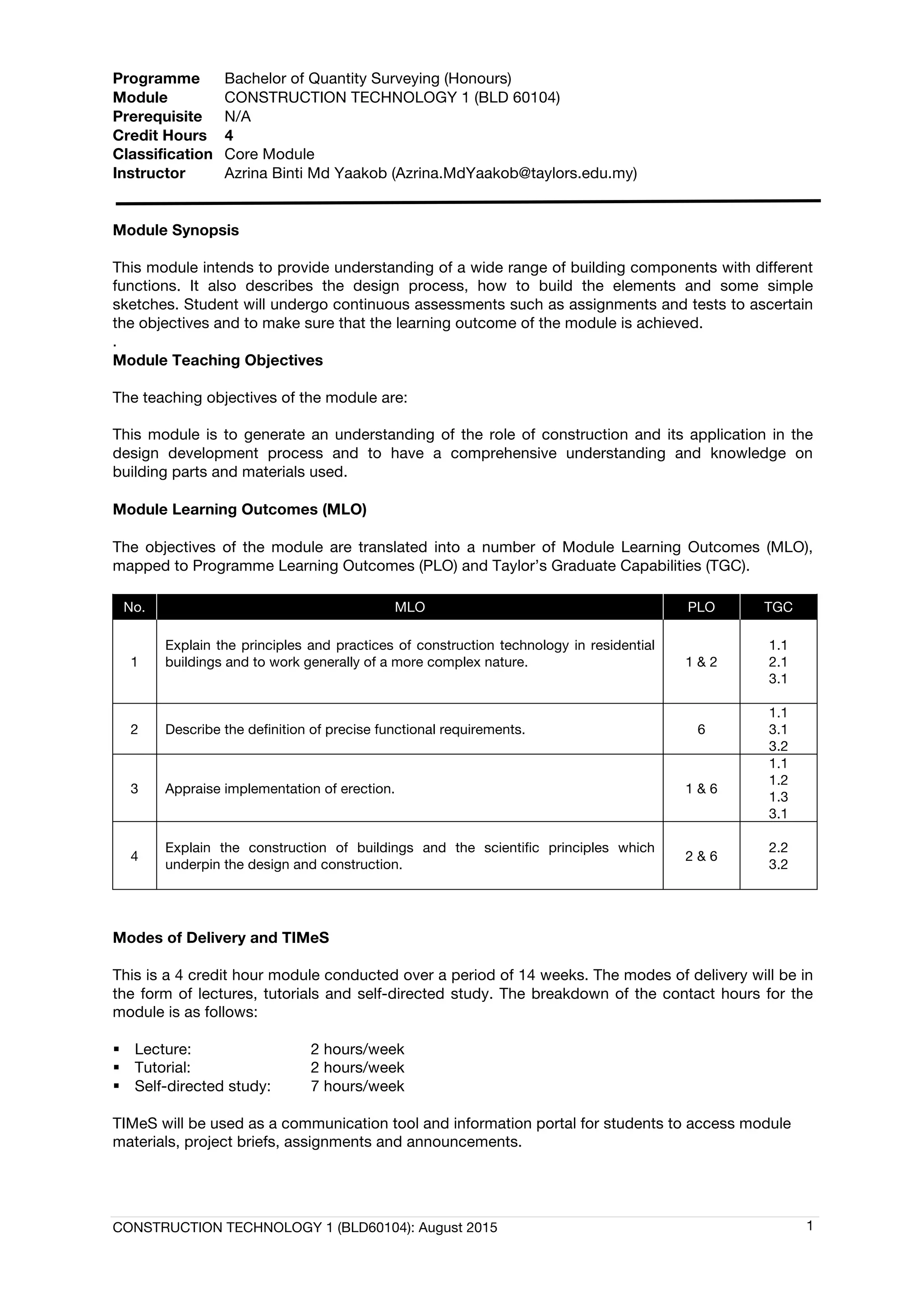 Module outline CT1 | PDF