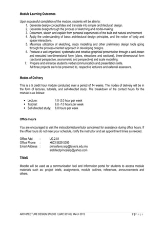 Module outline design studio 1 march 2015 | PDF