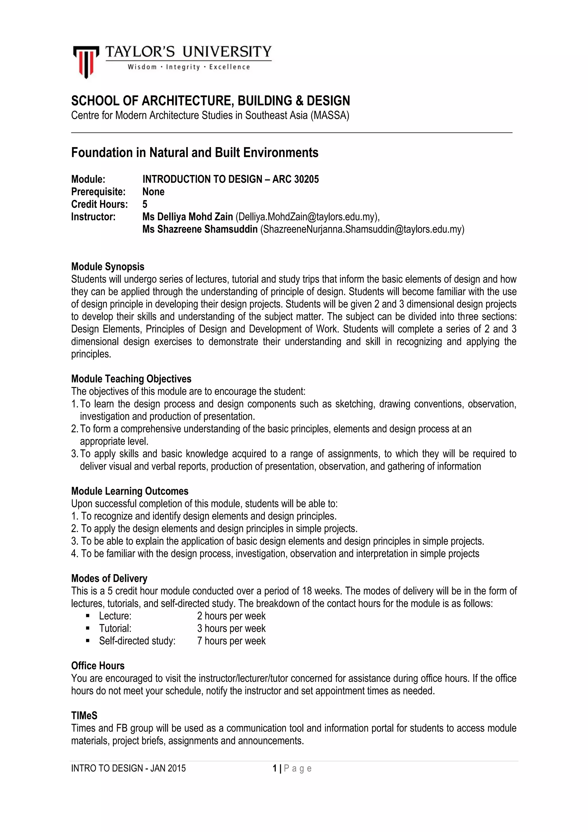 Module outline ITD | PDF