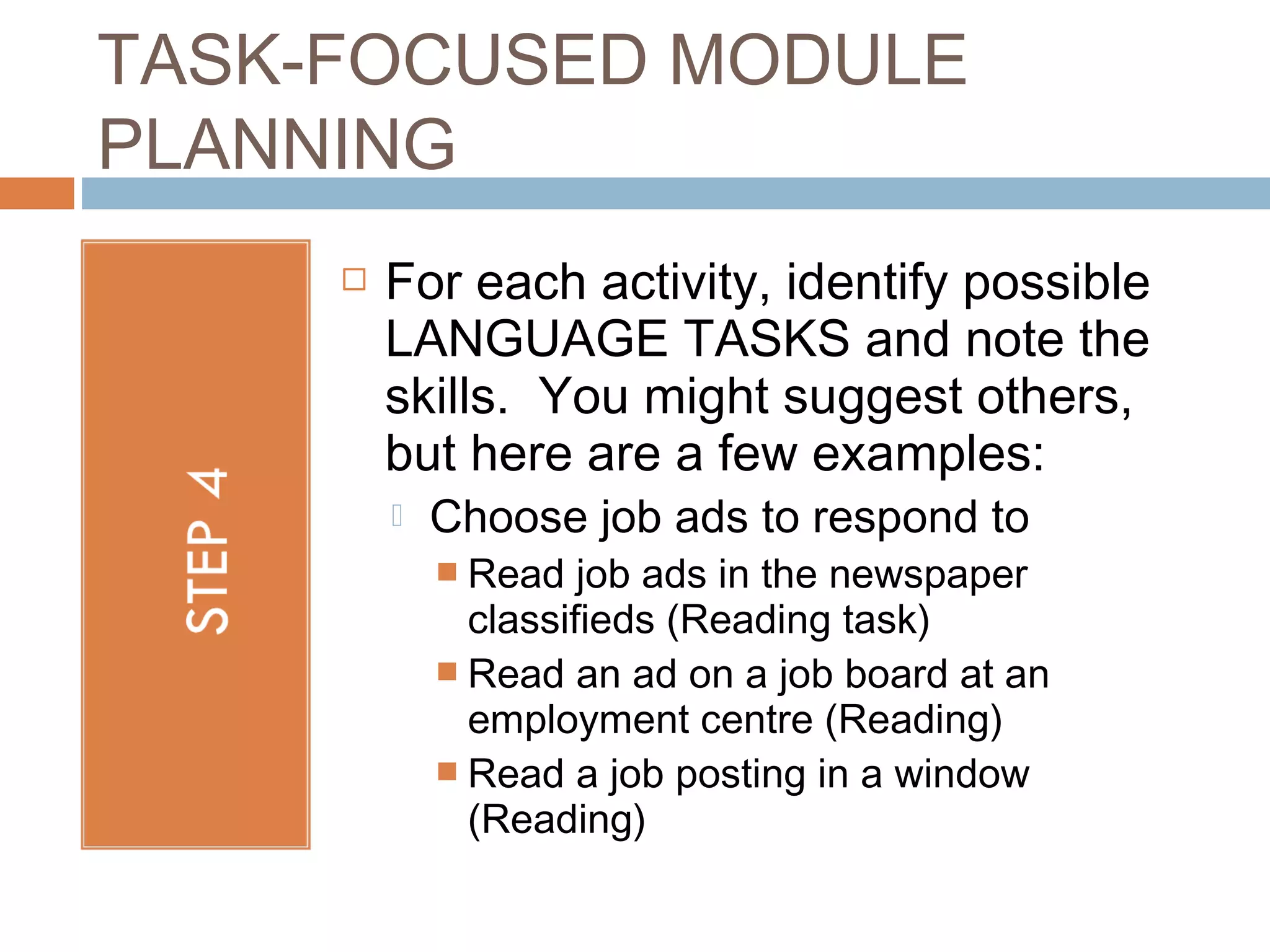 Module Planning in Adult ESL | PPT