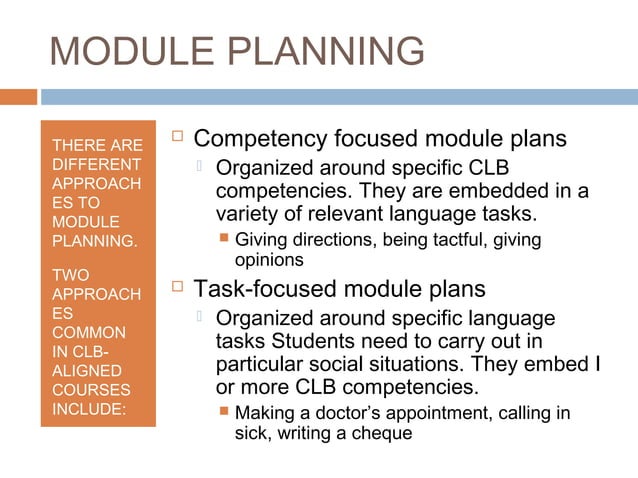 Module Planning in Adult ESL | PPT