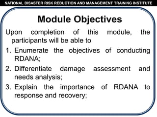 Rapid Damage and Needs Analysis on DRR Management | PDF