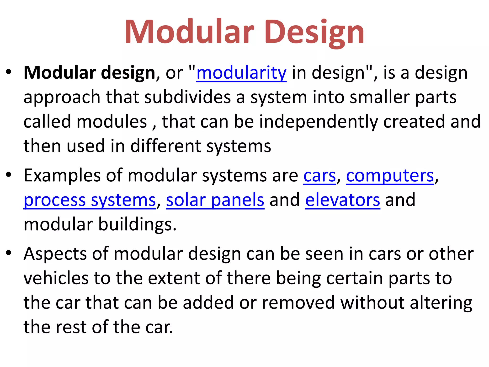 Moduler designing and standardization presenations | PPTX