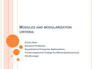 Modules and modularization criteria | PPTX