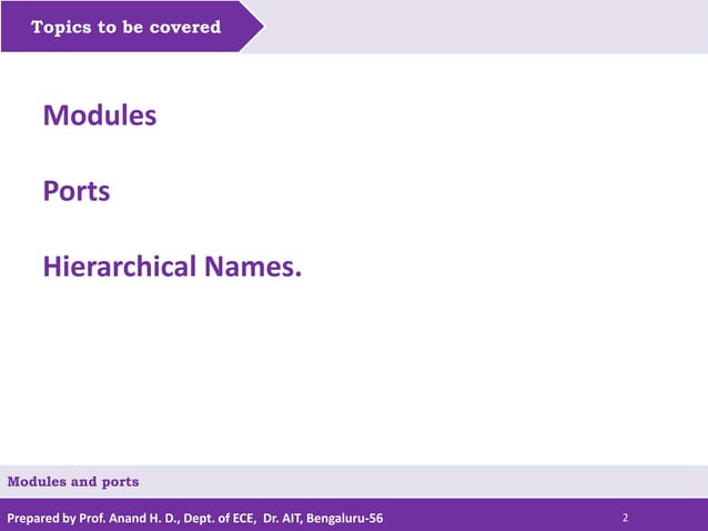 Modules and ports in Verilog HDL | PPTX | Programming Languages | Computing