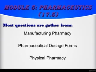 Pharmacists Licensure Exam Modules | PPT