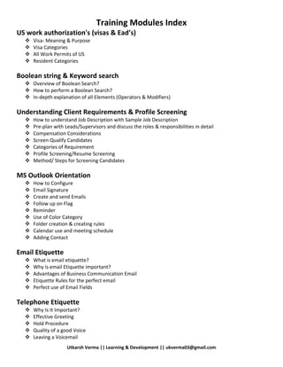 Modules Index.docx | Resume Writing and Advice | Job Search