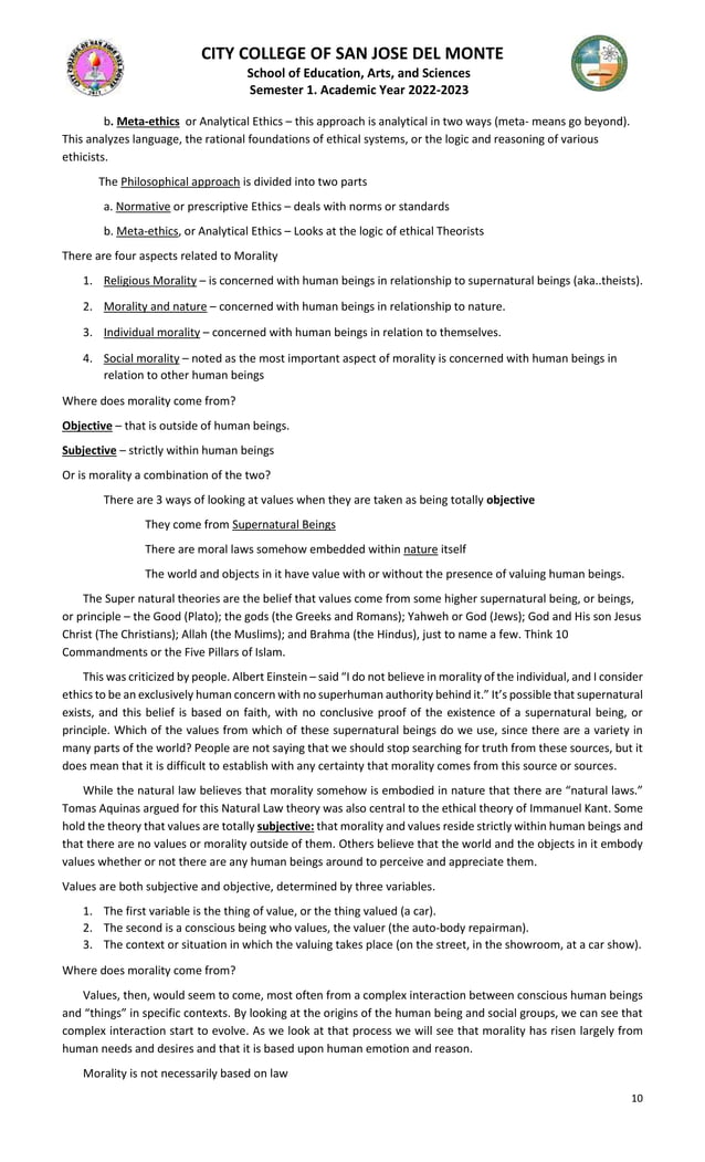 Modules in Ethics_updated (1).pdf | Secondary Education | Education