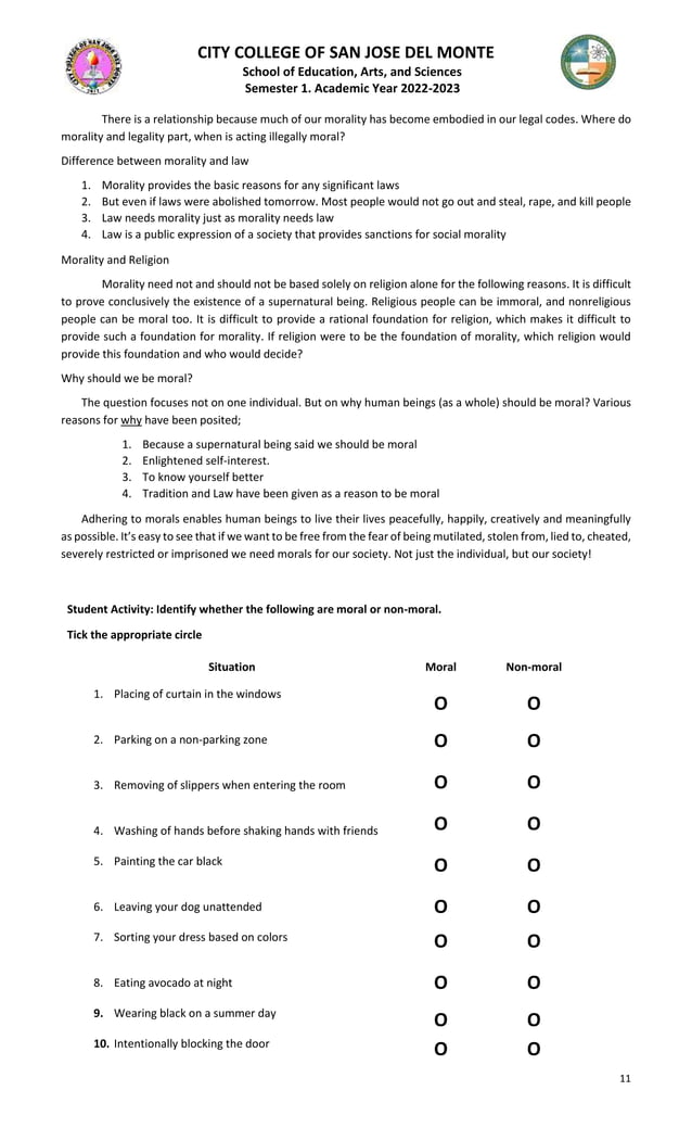 Modules in Ethics_updated (1).pdf | Secondary Education | Education