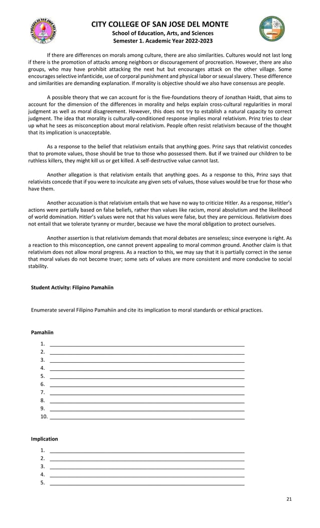 Modules in Ethics_updated (1).pdf | Secondary Education | Education