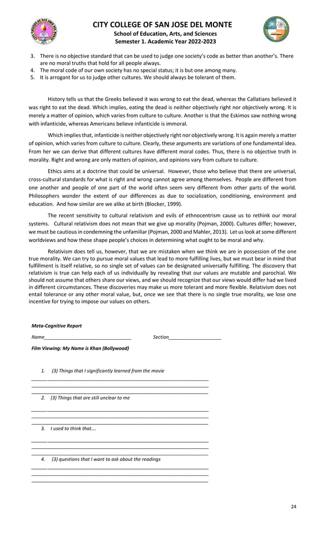 Modules in Ethics_updated (1).pdf | Secondary Education | Education