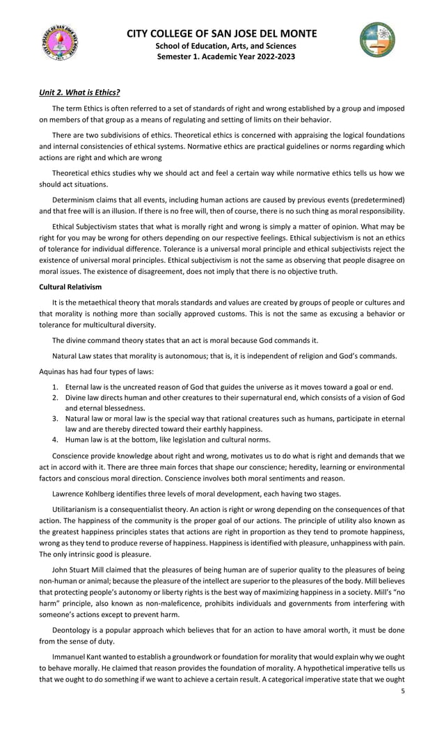 Modules in Ethics_updated (1).pdf | Secondary Education | Education