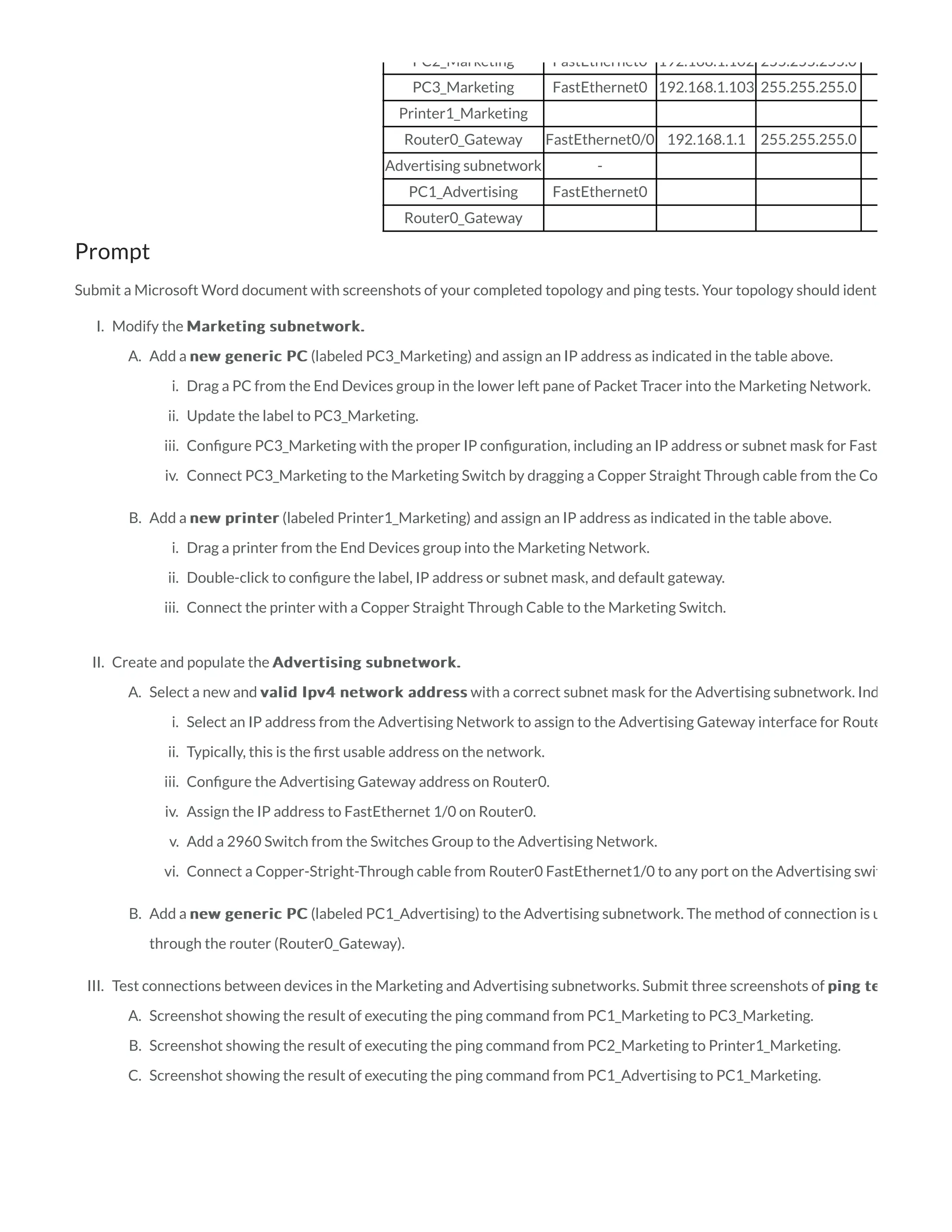 Module Two Packet Tracer Activity Guidelines and Rubric - CYB-210-11367 ...