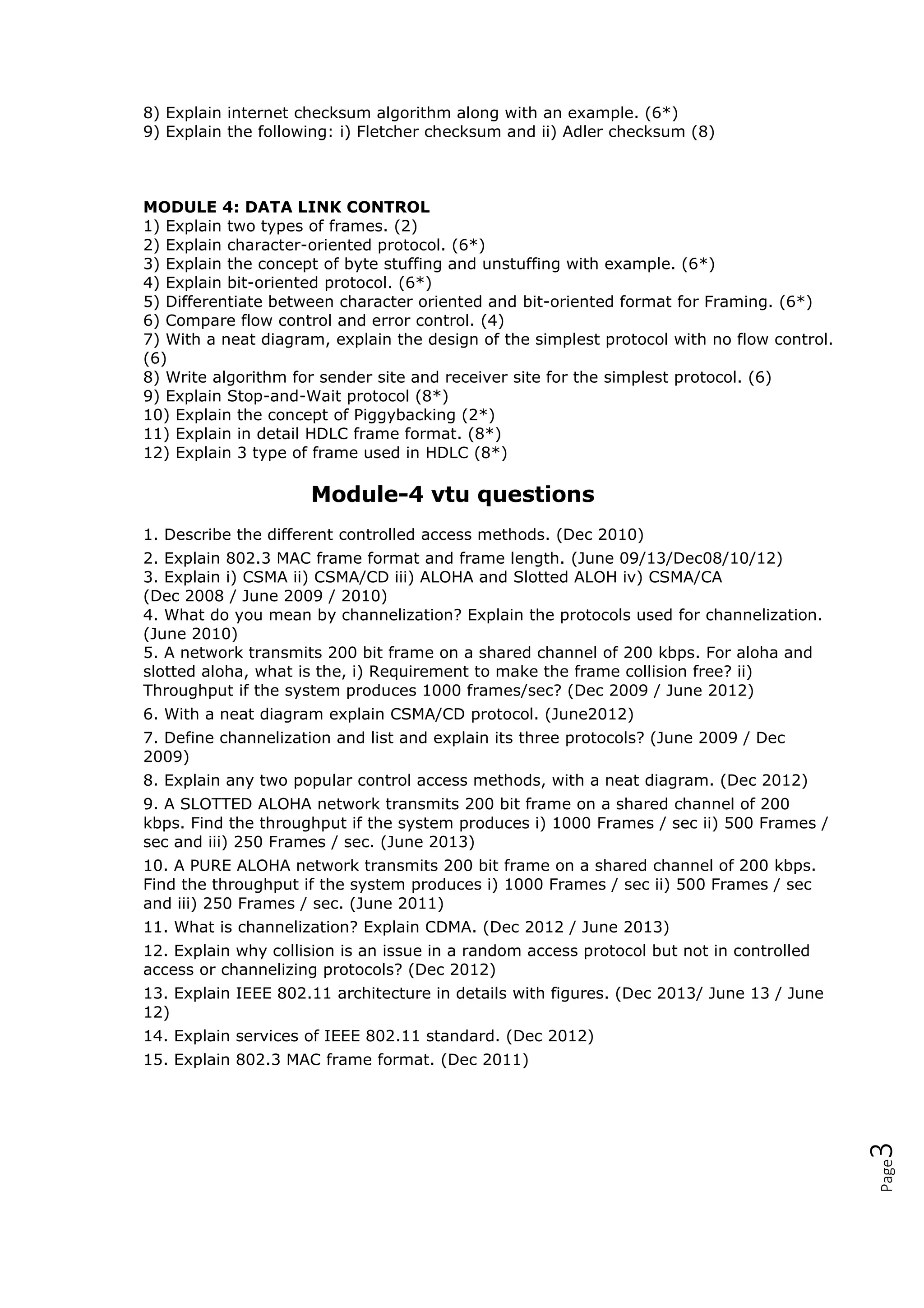 Data_ Communication and networking Module_wise questions .pdf