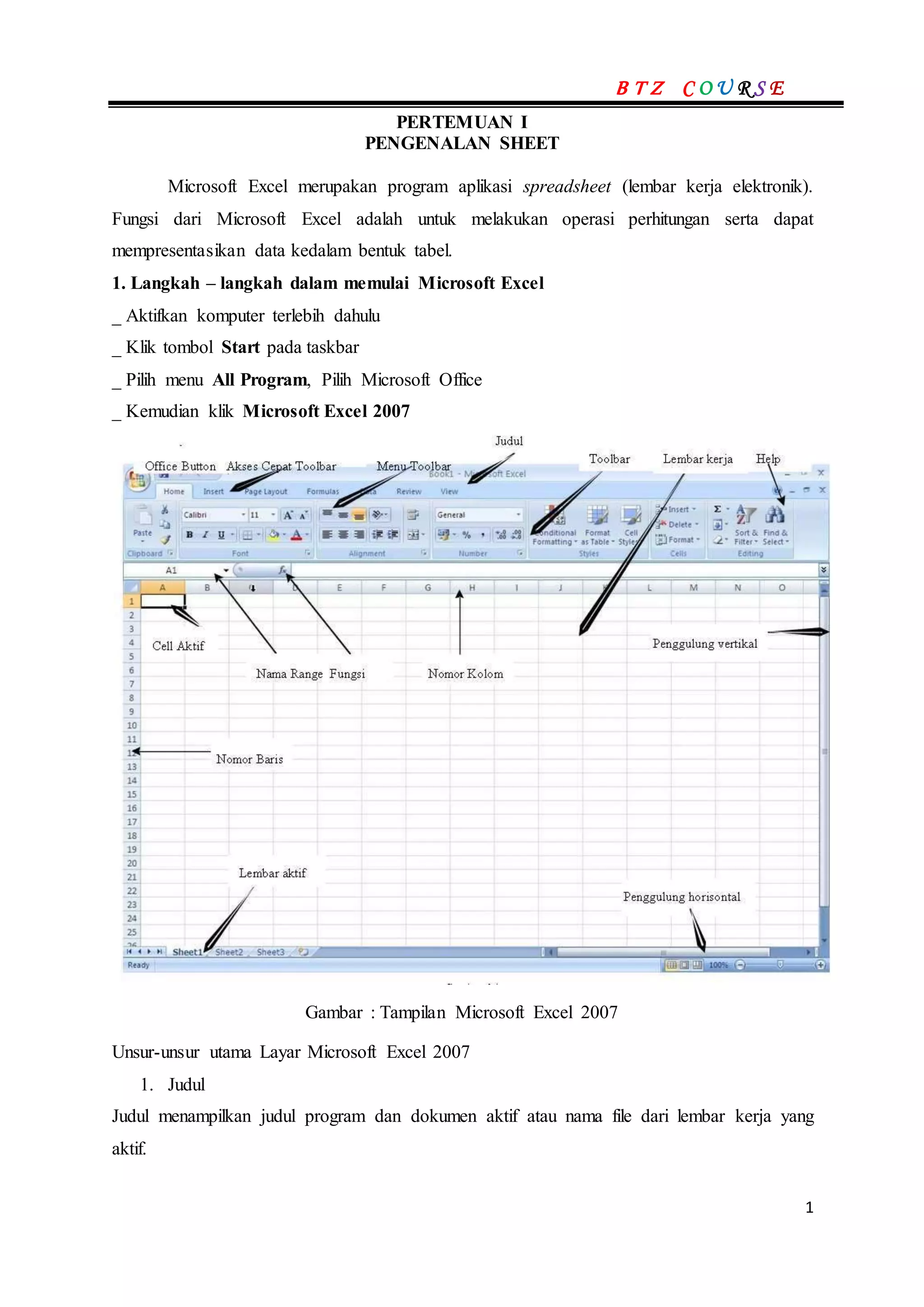 Modul excel btz | PDF