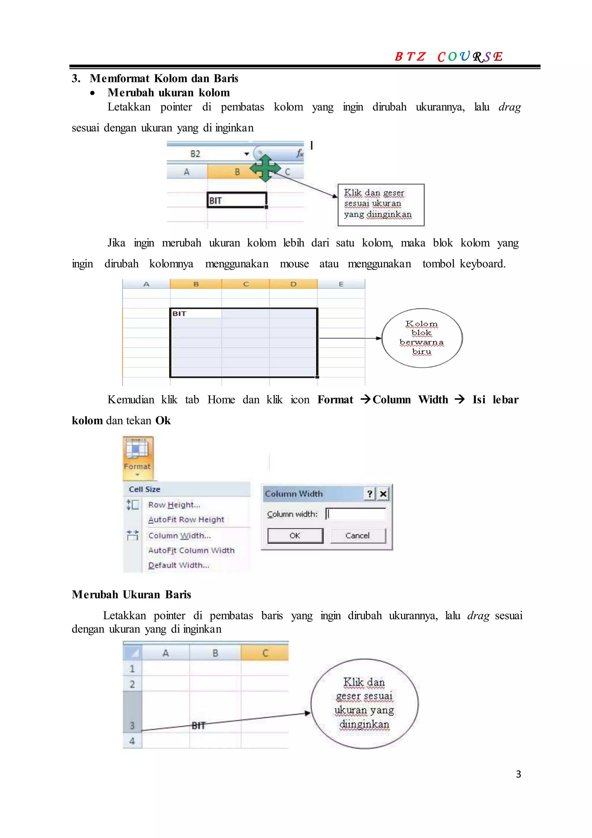 Modul excel btz | PDF
