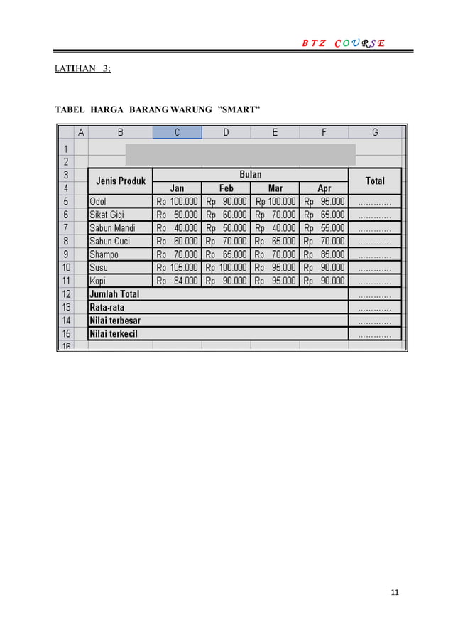 Modul excel btz | PDF