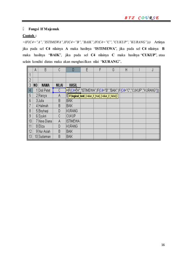 Modul excel btz | PDF