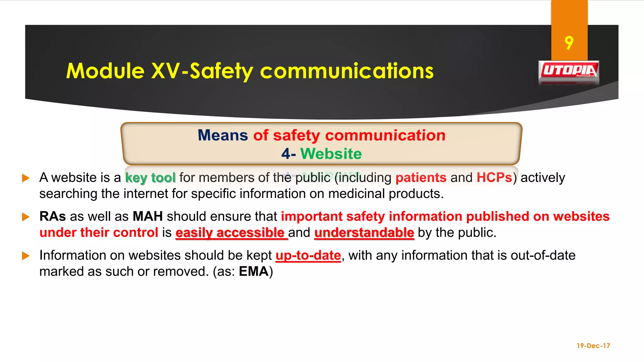 Pharmacovigilance "Module xv" Safety Communication | PDF