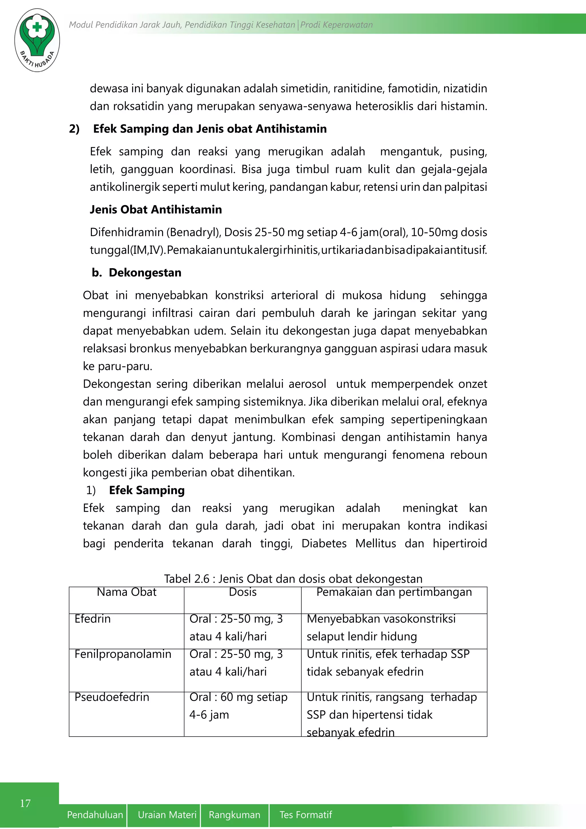 Jenis, Indikasi, Dosis, dan Efek Samping Obat | PDF