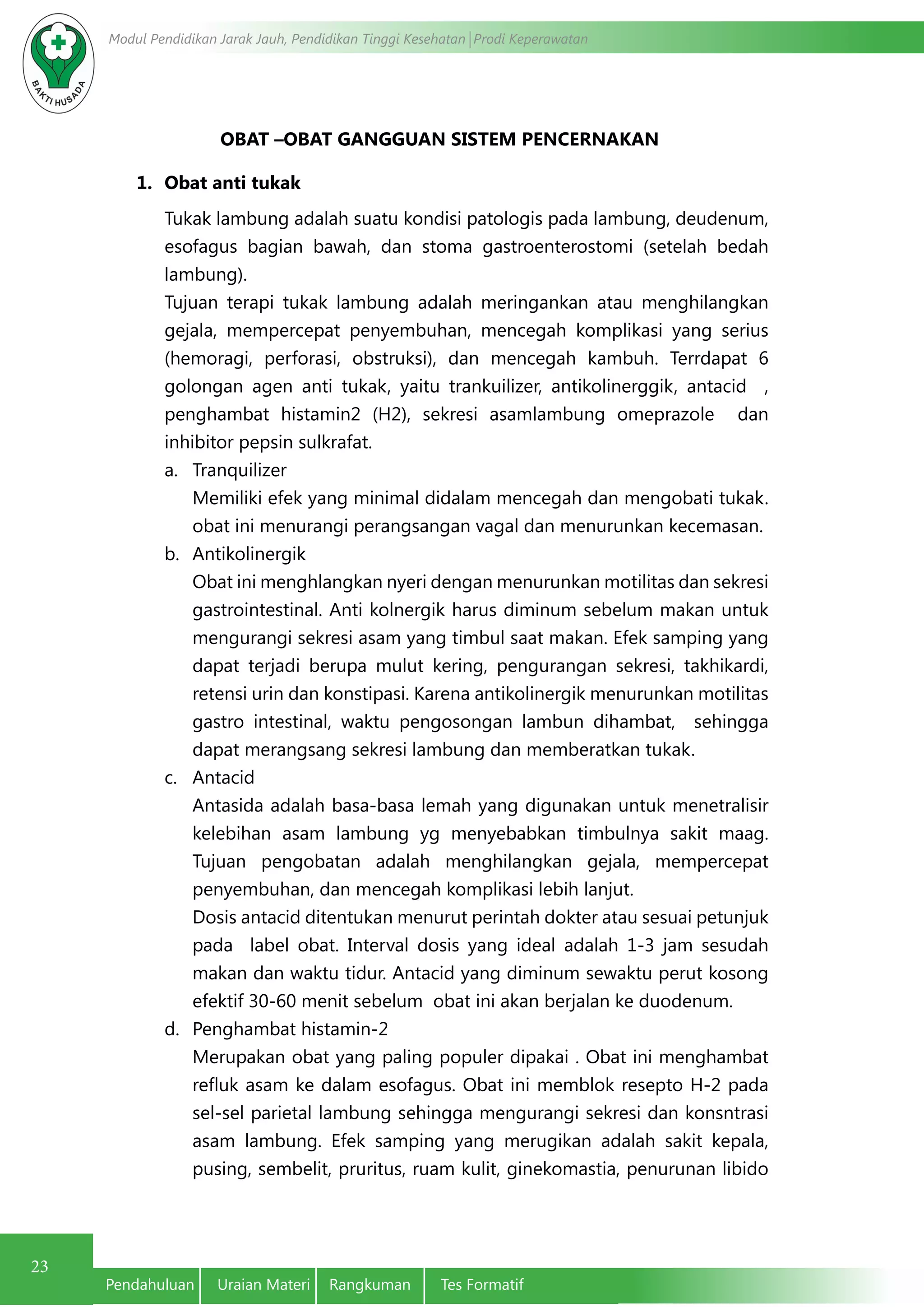 Jenis, Indikasi, Dosis, dan Efek Samping Obat | PDF