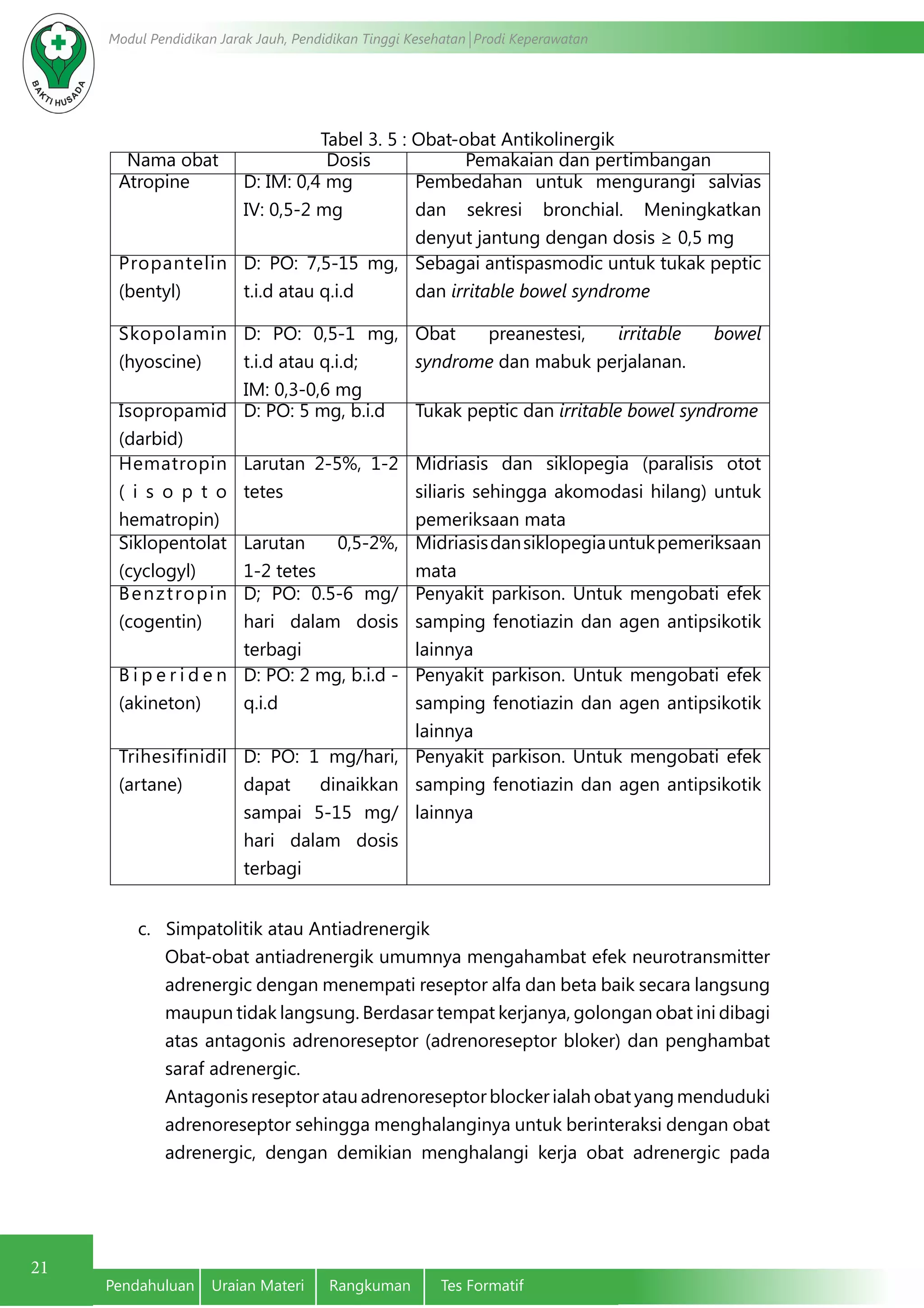 Penggolongan Obat : Susunan Syaraf Pusat dan Otonom serta Antibiotika ...