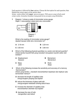 Modul fizik cakna kelantan spm 2014 k1 set 2 dan skema | PDF