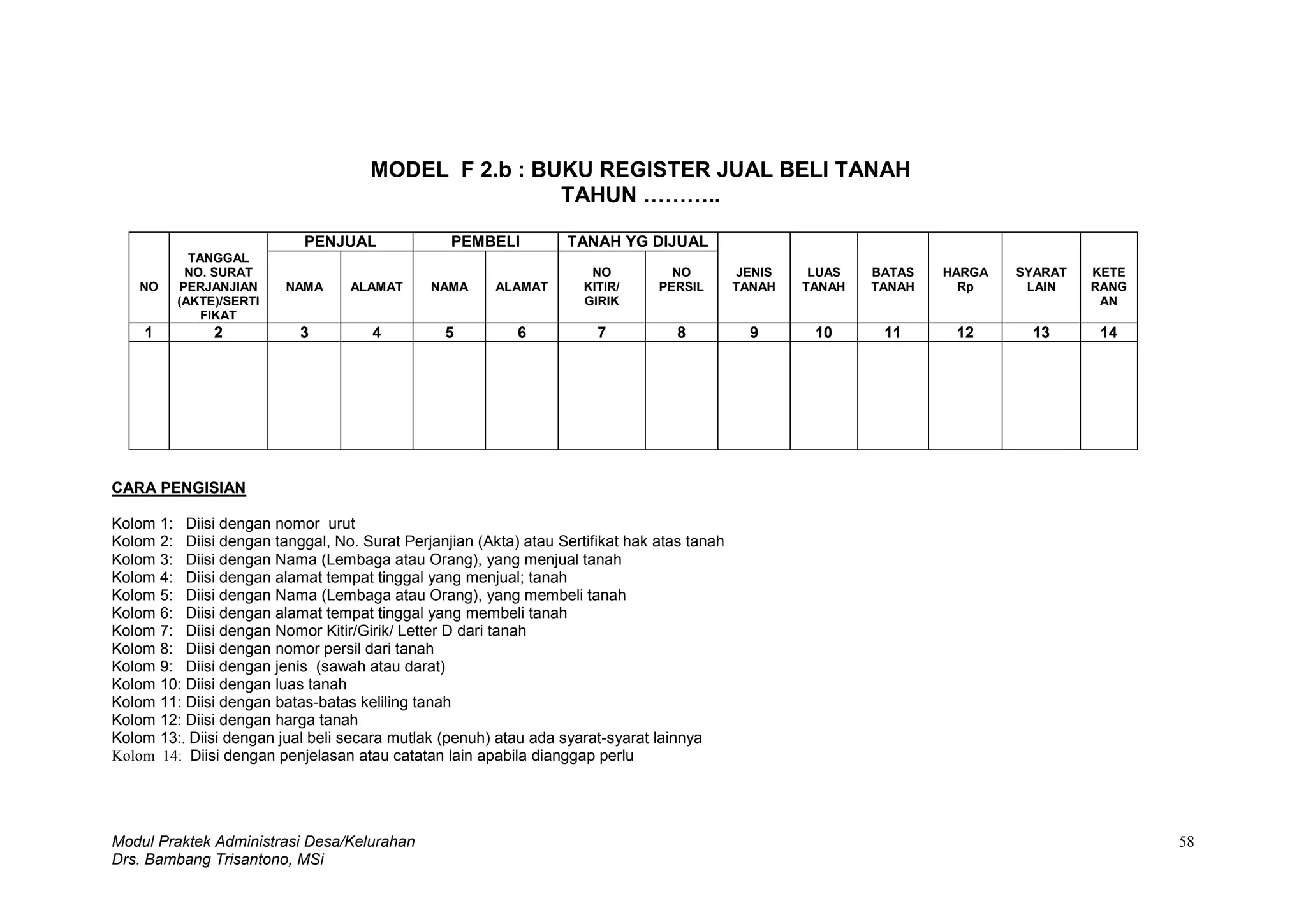 Modul format buku register | PDF