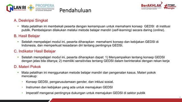 Modul GEDSI dalam kaitannya dengan pengarusutamaan gender di lingkungan ...