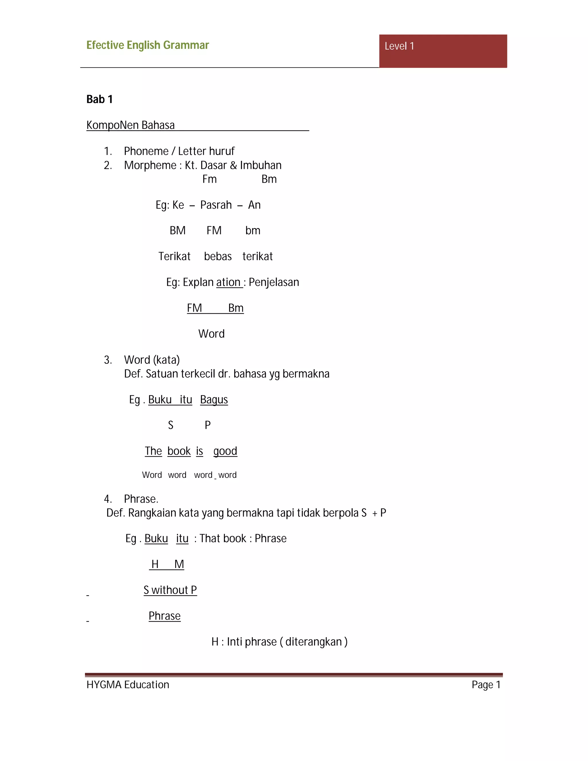 Modul grammar level 1 | PDF
