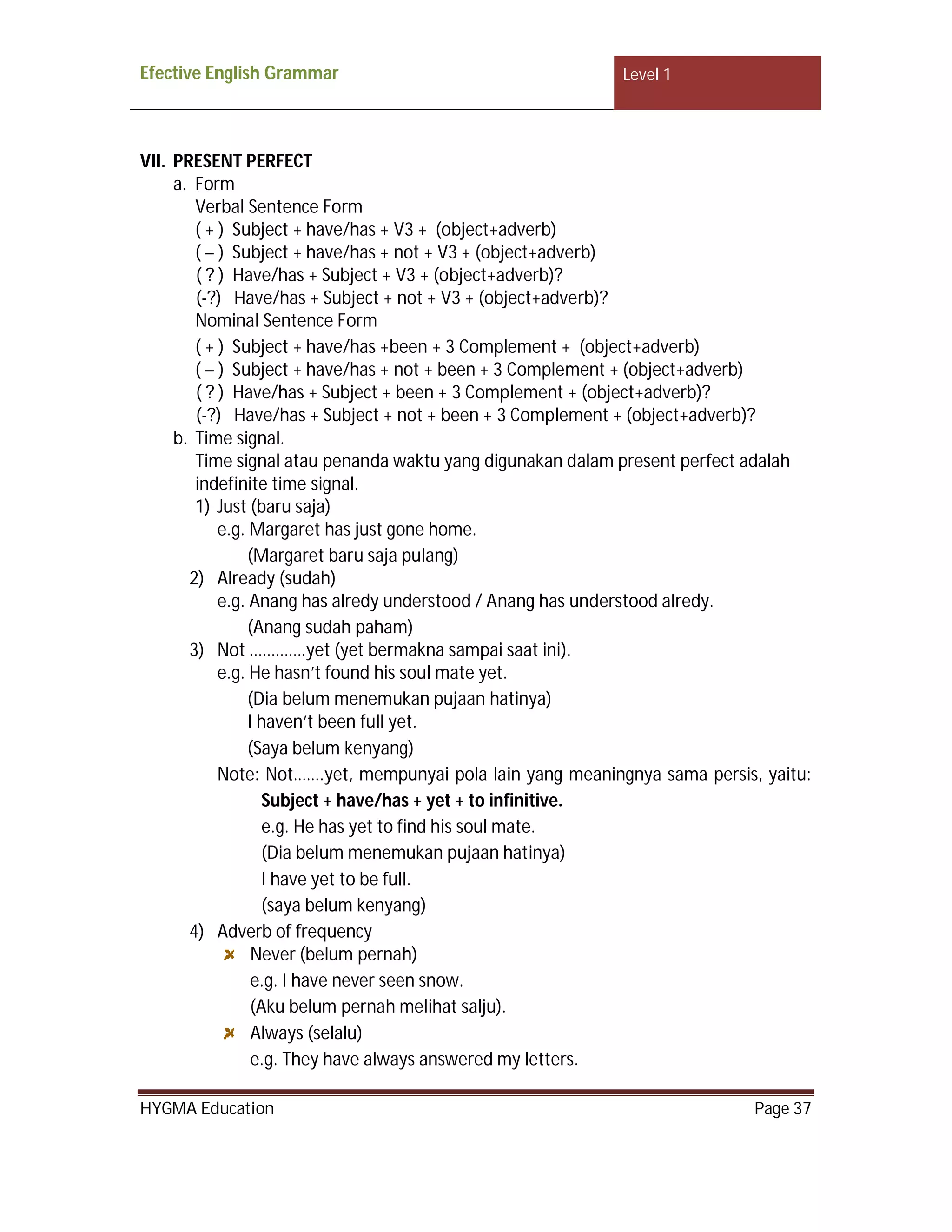 Modul grammar level 1 | PDF