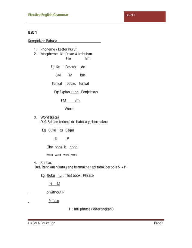 Modul grammar level 1 | PDF