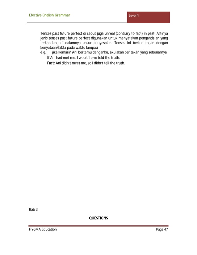 Modul grammar level 1 | PDF