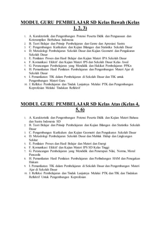 Modul guru pembelajar sd kelas bawah | DOCX