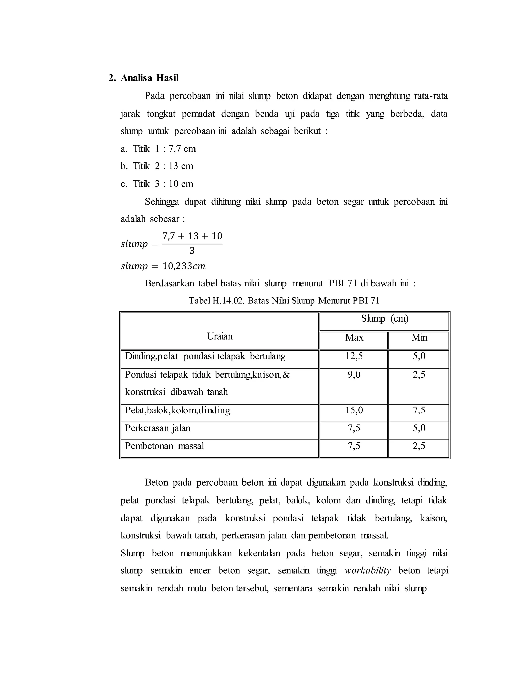 laporan uji slump beton | DOCX