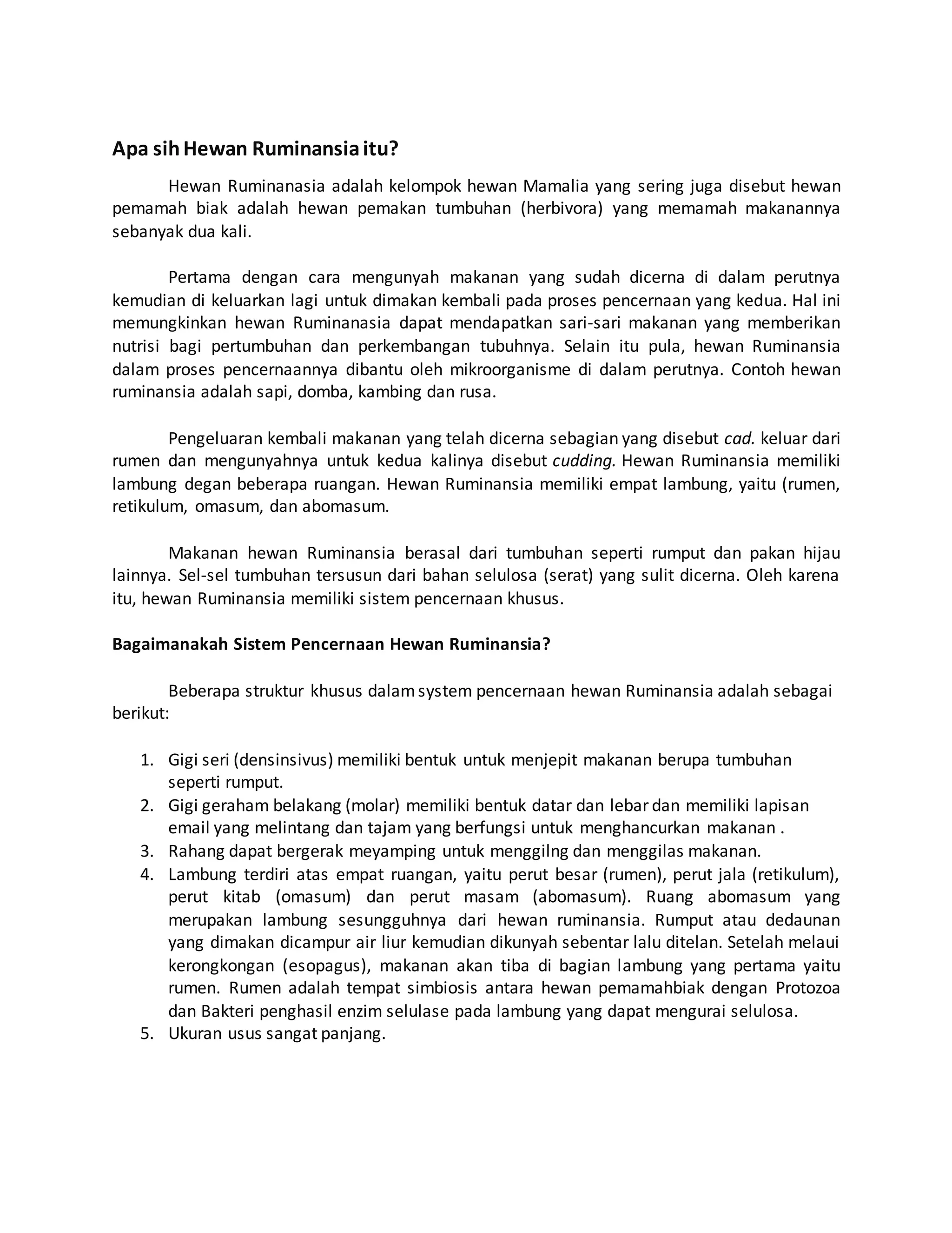 Modul hewan ruminansia | PDF
