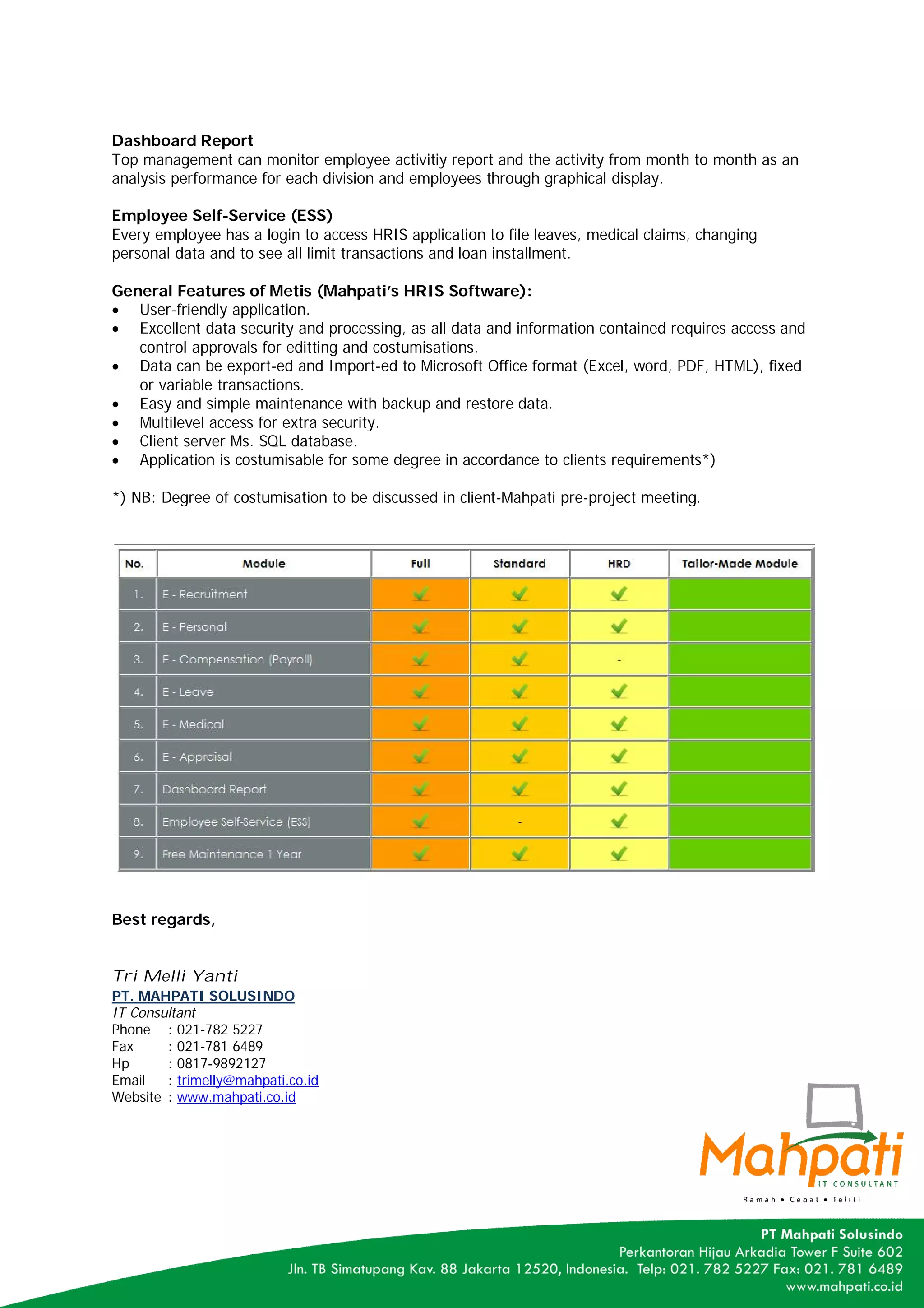 Aplikasi HRIS - Mahpati | PDF