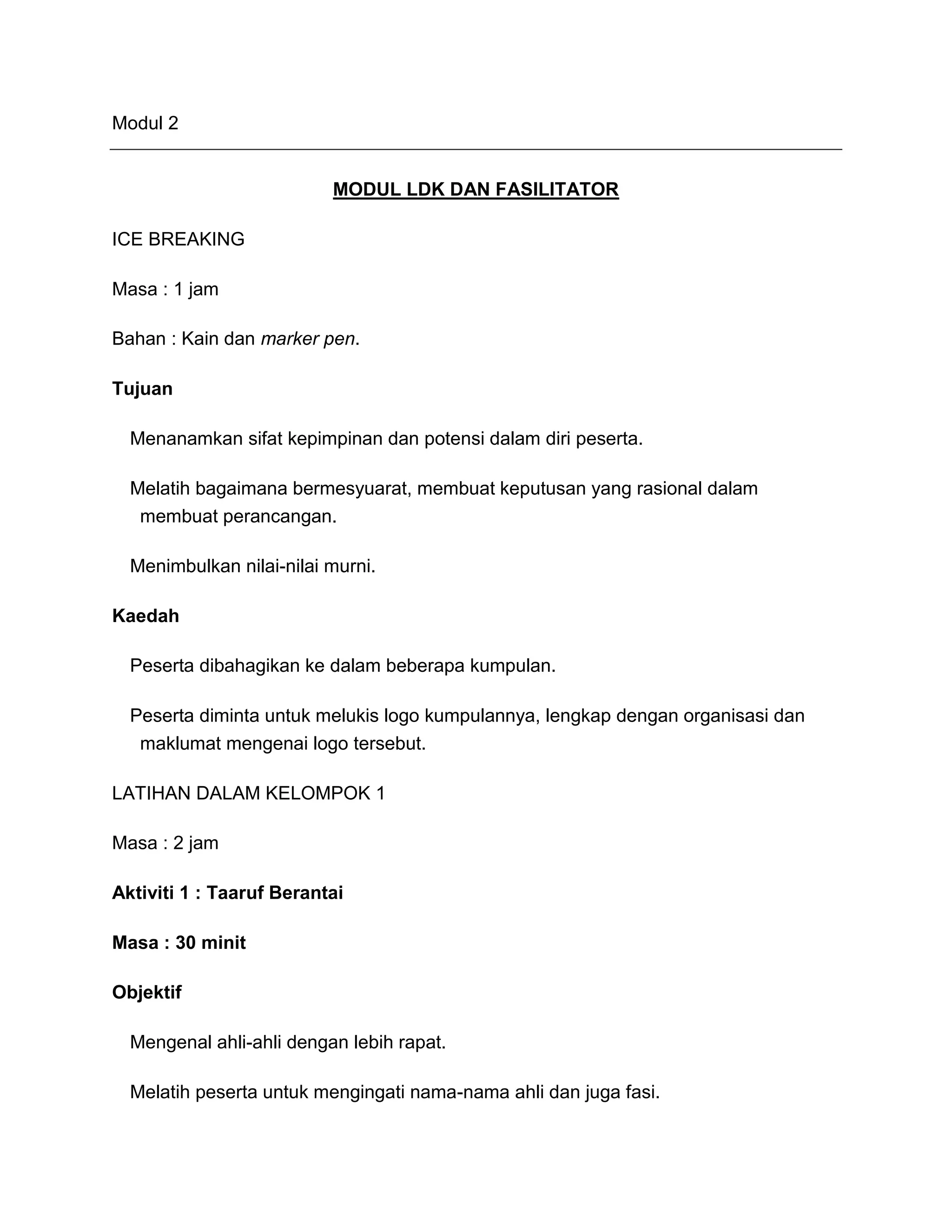 Modul ice breaking | DOCX