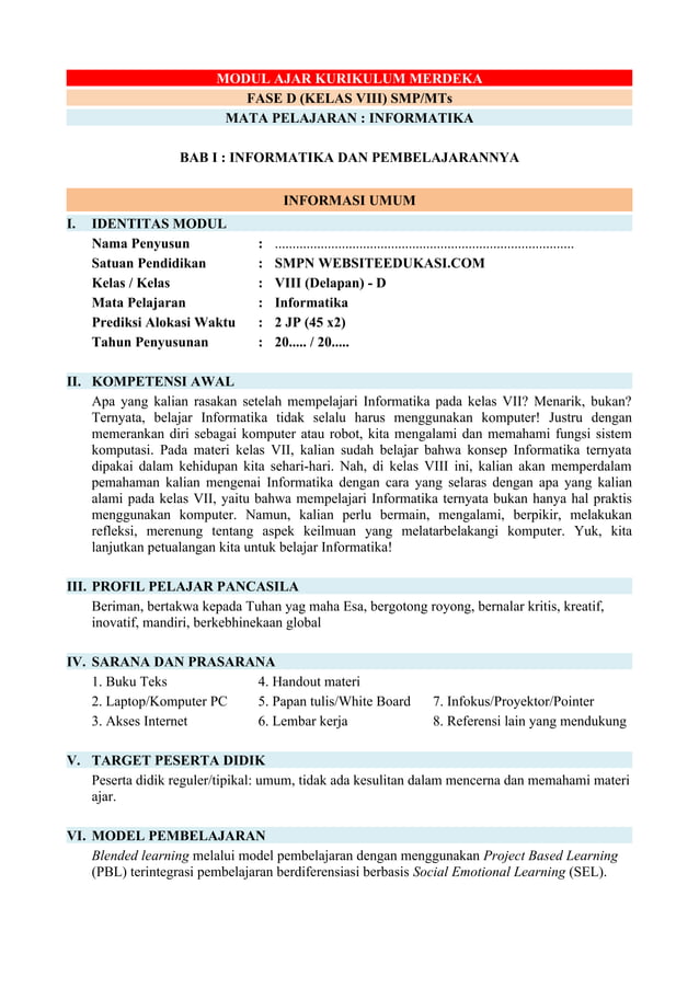 Modul Informatika kurikulum merdeka kelas 8 Bab 1.docx