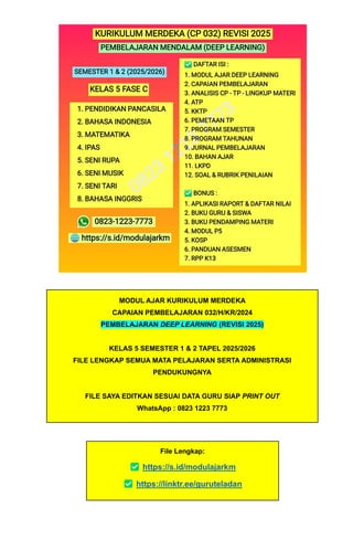 MODUL PEMBELAJARAN DEEP LEARNING IPAS KELAS 5 CP 032 REVISI 2025 ...
