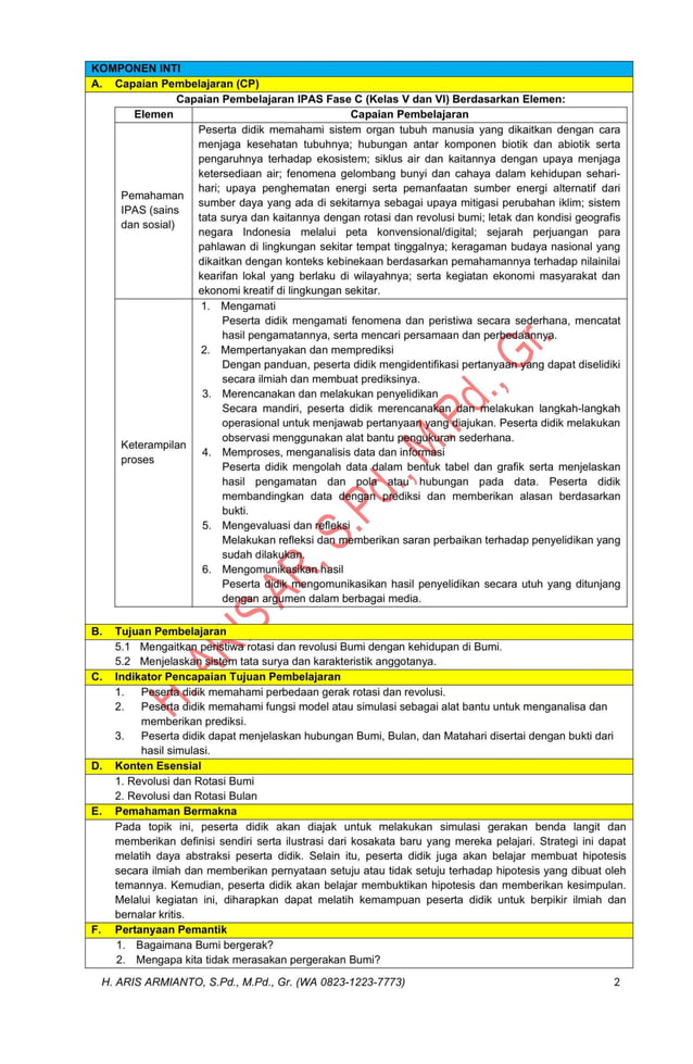 Modul Ajar Ipas Kelas 6 Semester 2 Kurikulum Merdeka Cp 032 Pdf