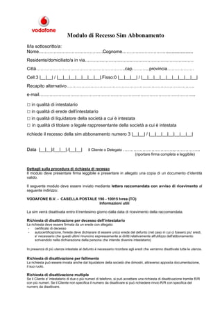 Moduli recesso abbonamento | PDF